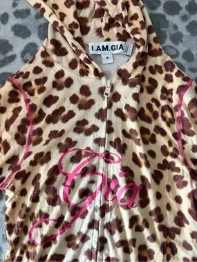 I.AM.GIA | Sweaters | Iamgia Leopard Print Zip Hoodie With Pink Script ...